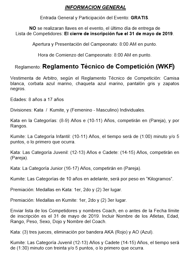 JUEGOS DE PUERTO RICO (DRD) KARATE-DO 2019 -6ta. Edición | Federación ...